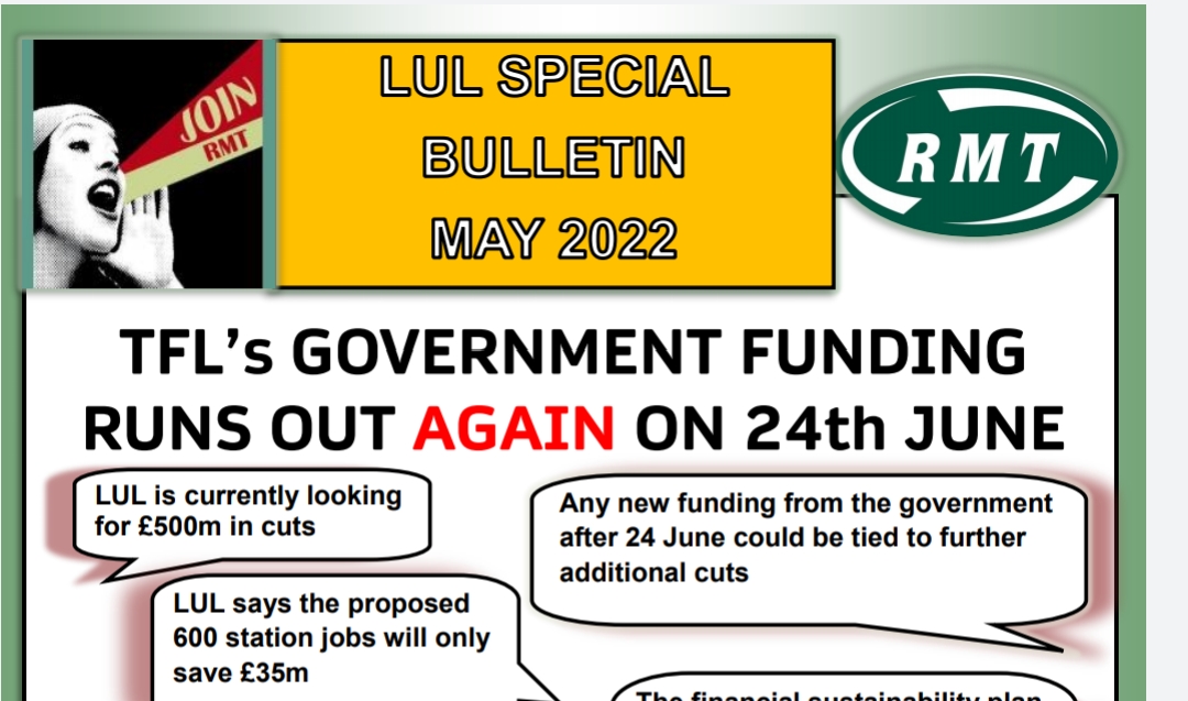 TfL funding deal ends soon | RMT London Calling