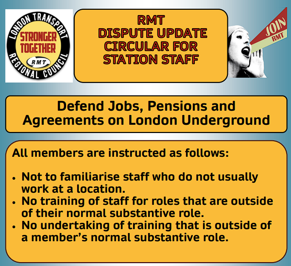 RMT stations' action update | RMT London Calling